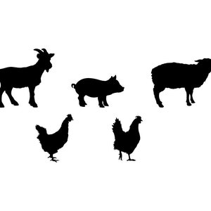 5 Pack Farm Animals Stick Figure Family Vinyl Bumper Stickers. Chicken ...
