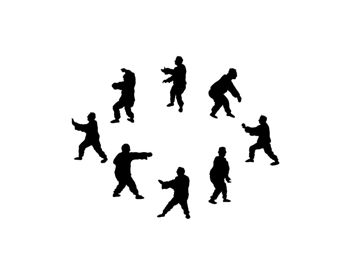 8 Pack Tai Chi Poses Stick Figure Family Vinyl Bumper Stickers. Martial ...