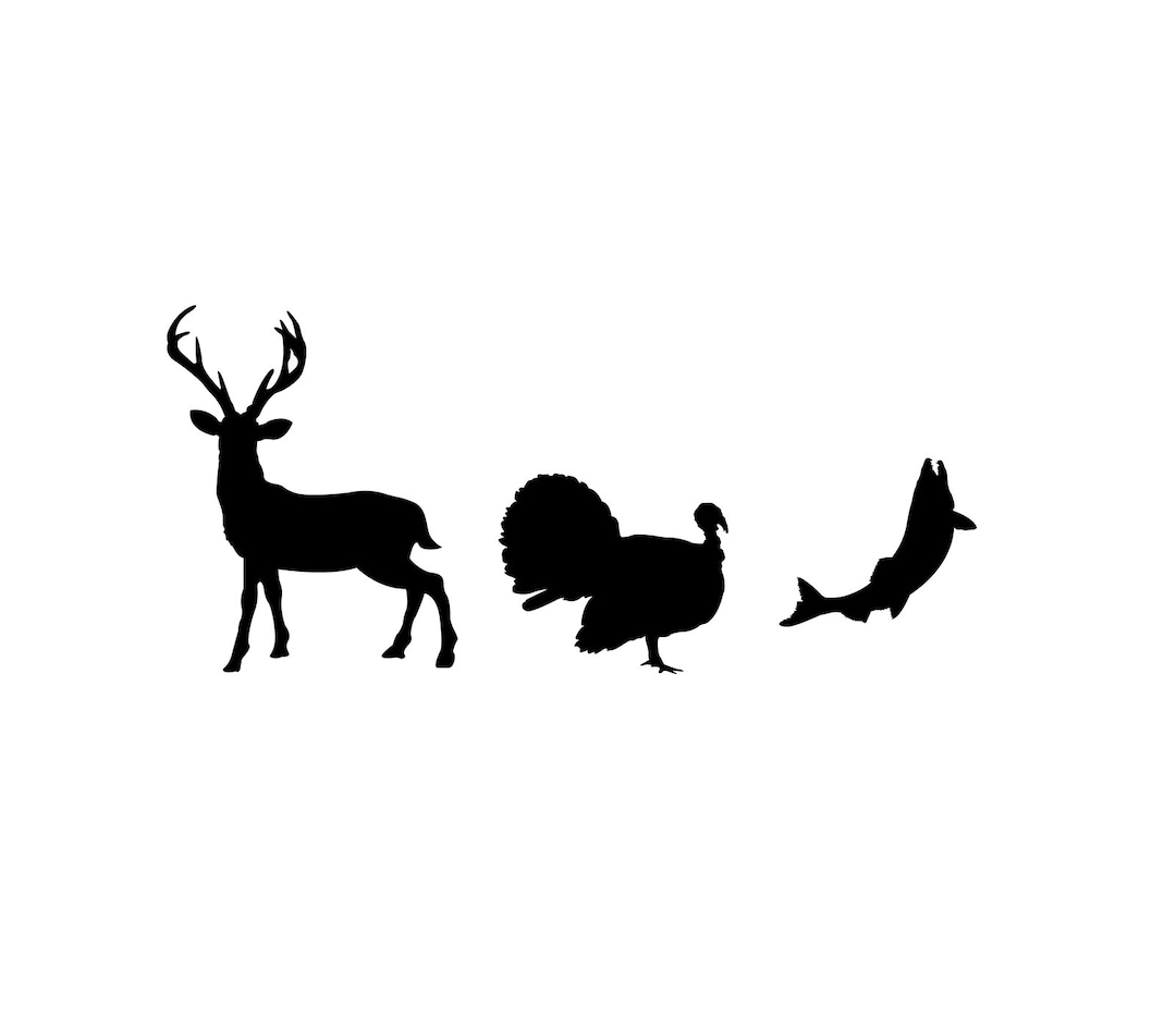 3 Pack Hunting Animals Stick Figure Family Vinyl Bumper Stickers. Buck ...