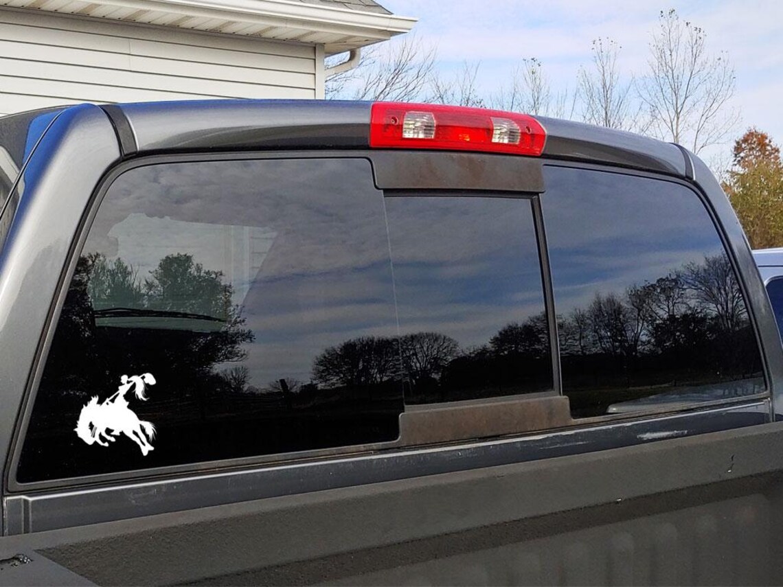 Cowgirl Bucking Horse Vinyl Bumper Stickers. Cowboy or Cowgirl Rodeo ...
