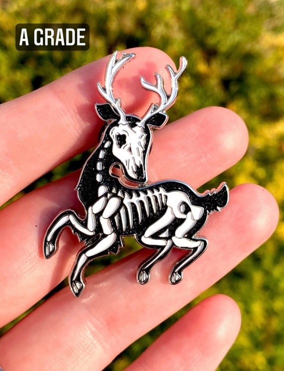Skeleton Deer Glitter Enamel Pin - Etsy