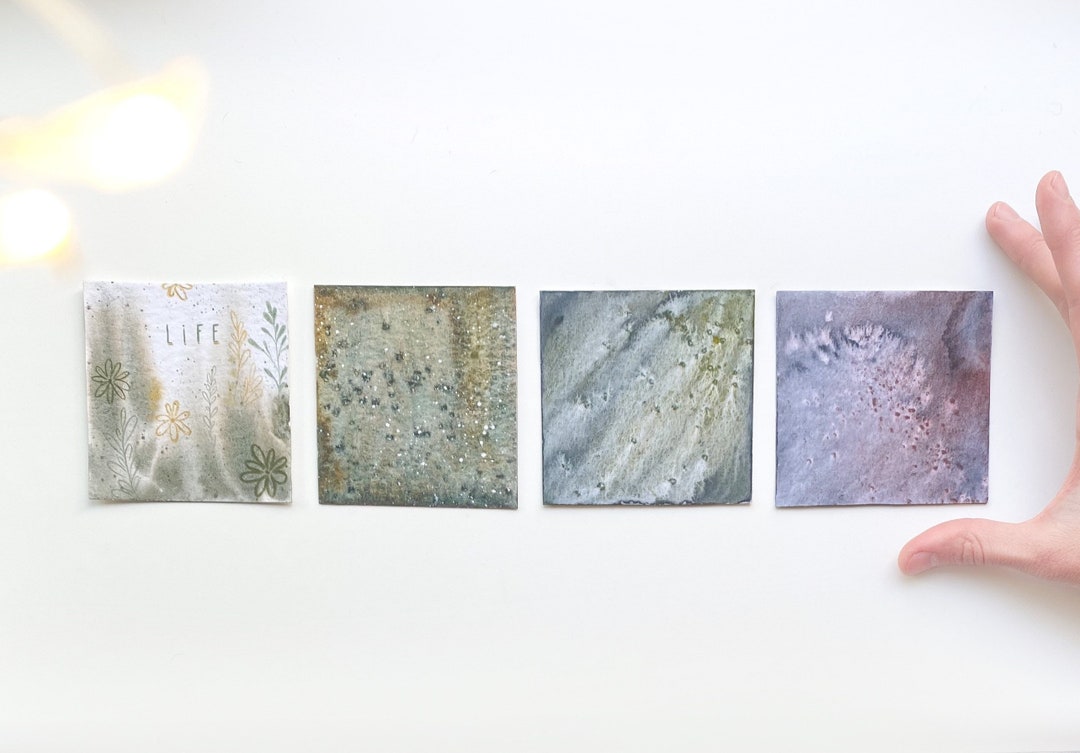 Set of Original Watercolor Cards, Watercolour Stains, Hand Painted ...
