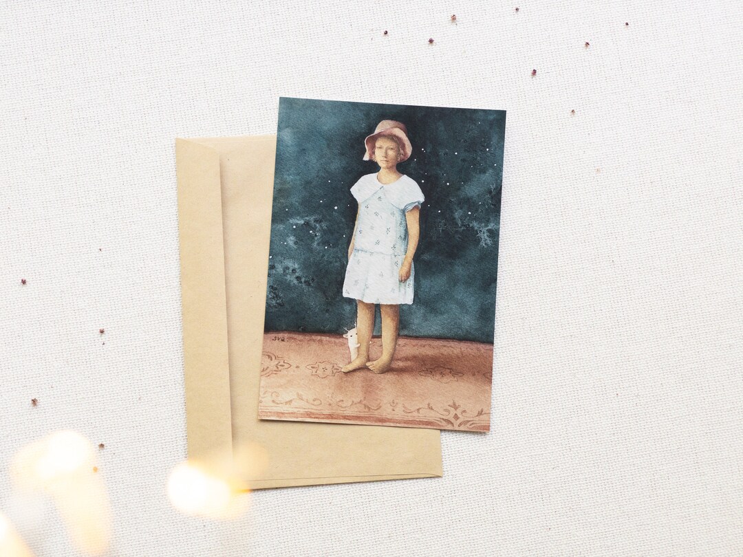 Old School Postcard, Vintage Photo Watercolor, Printed Watercolor Card ...