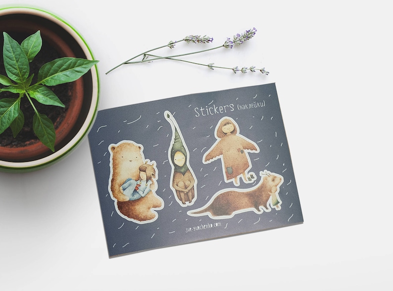 Brown Sticker Packsetwatercolor Paintingprint - Etsy