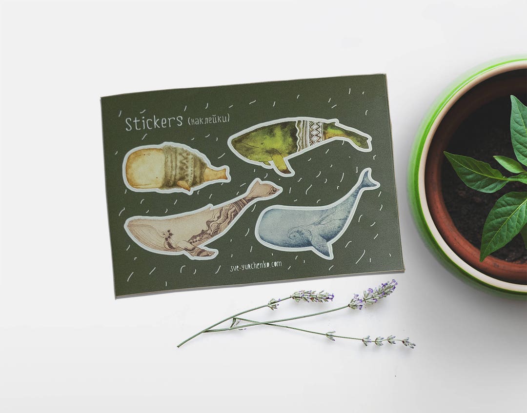 Whale Sticker Set,stickerpack,watercolor Print,humpback,scrapbooking ...