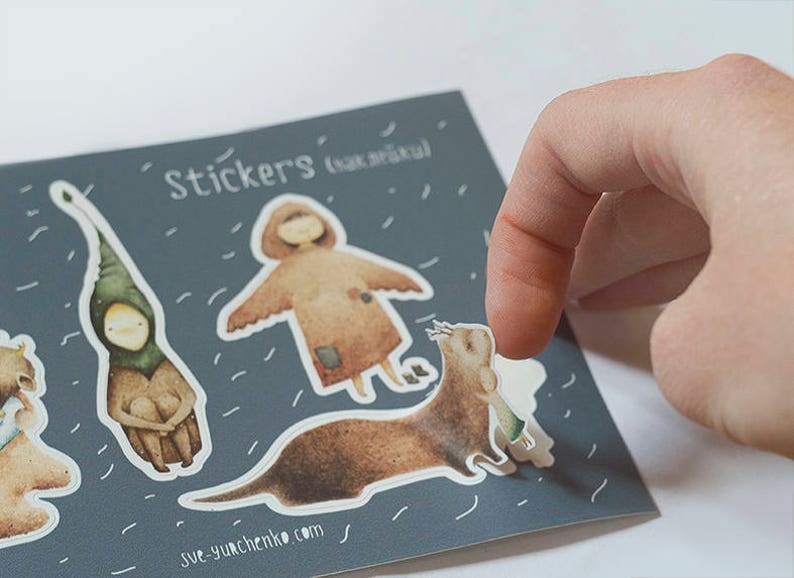 Brown Sticker Packsetwatercolor Paintingprint - Etsy