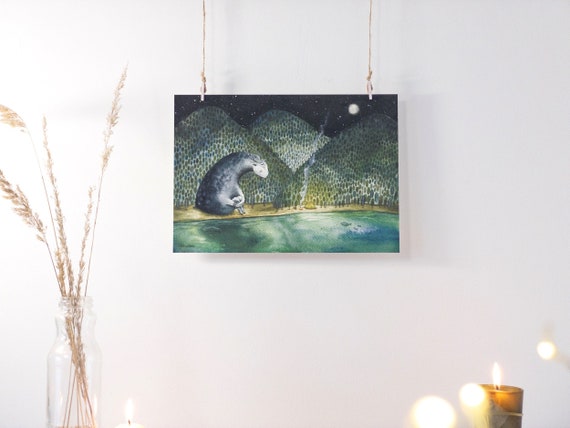 Watercolor Poster Woodland Print Nature Spirit Mountain - Etsy