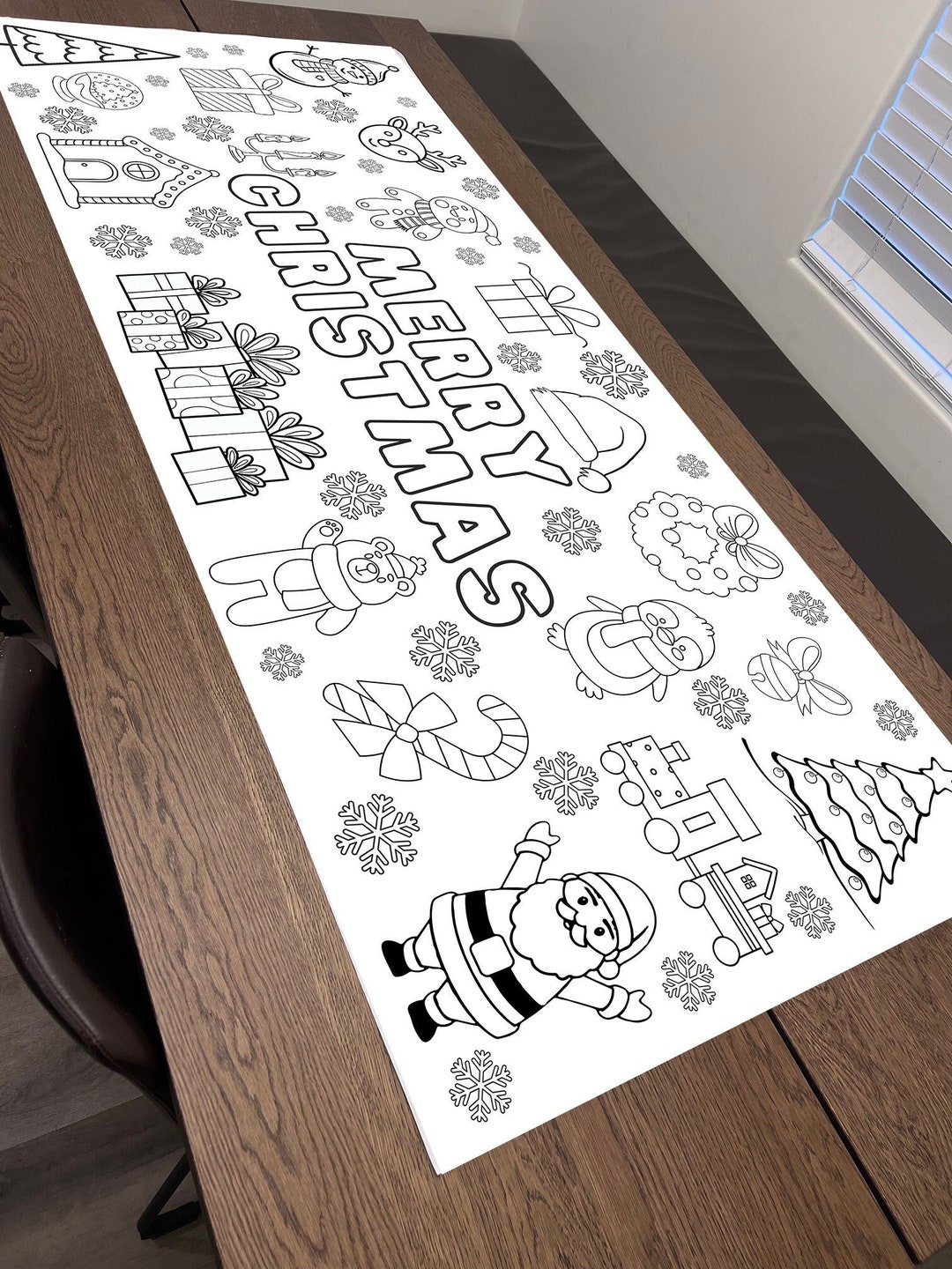 Christmas Coloring Banner, 30"x72" Poster, Large Holiday Coloring Pages ...