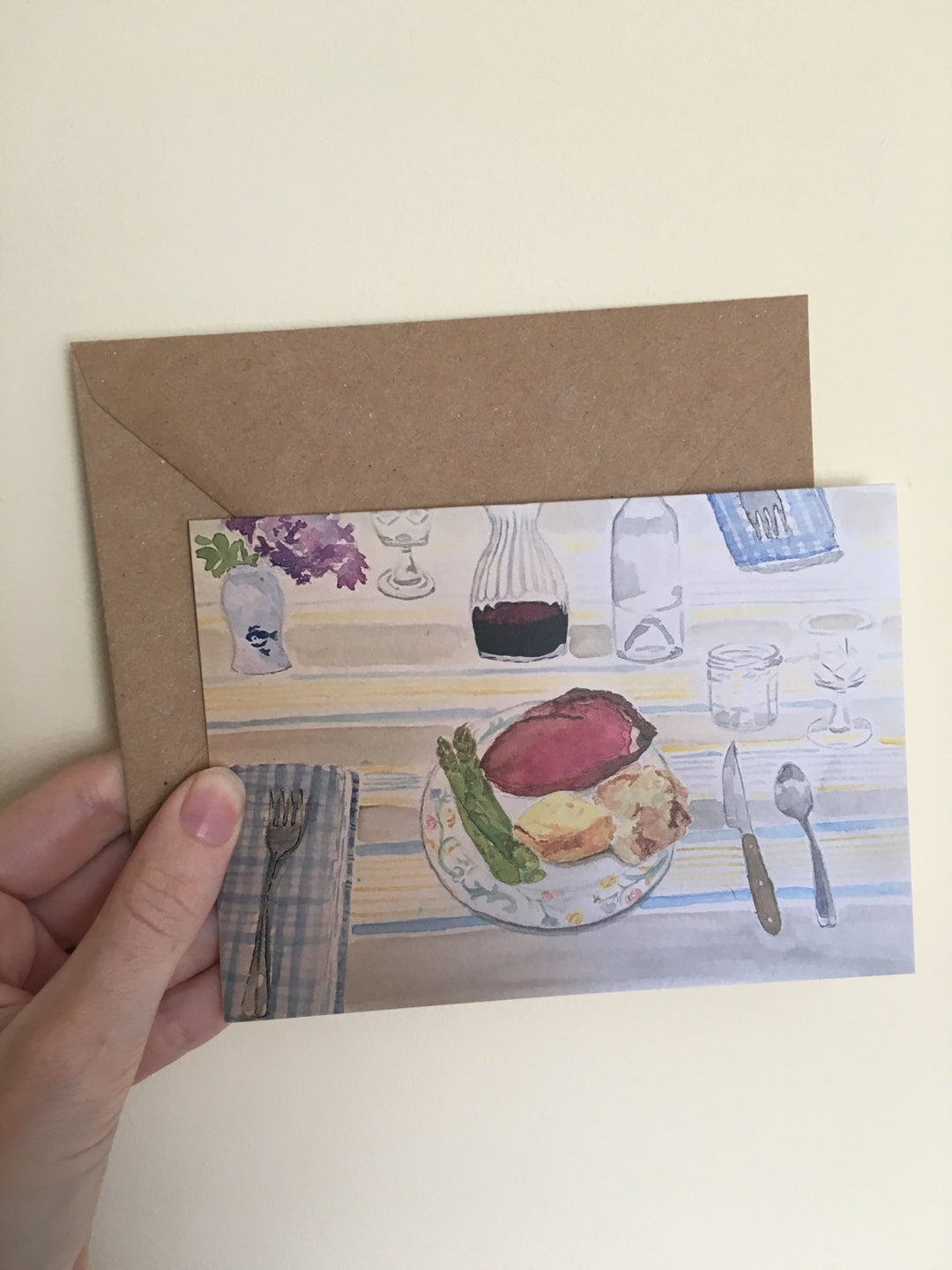Greeting Card, Roast Beef Dinner Watercolor - Etsy