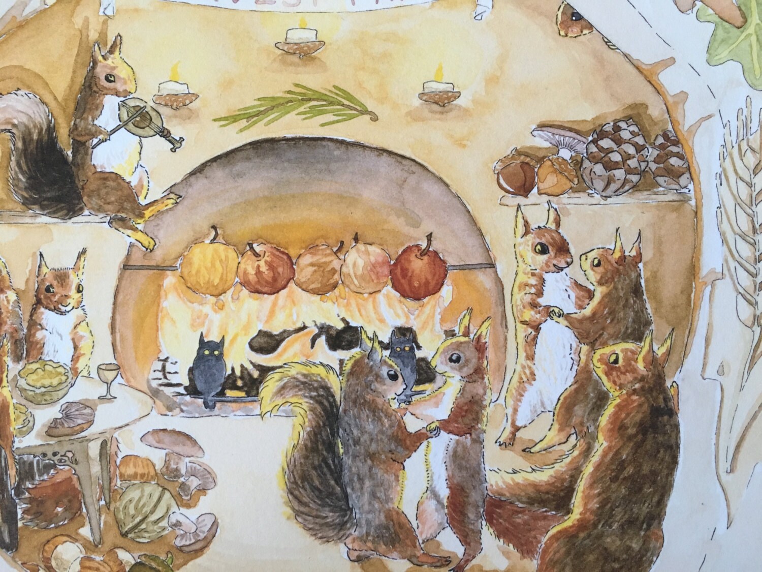 Art Print Squirrel Harvest Party - Etsy