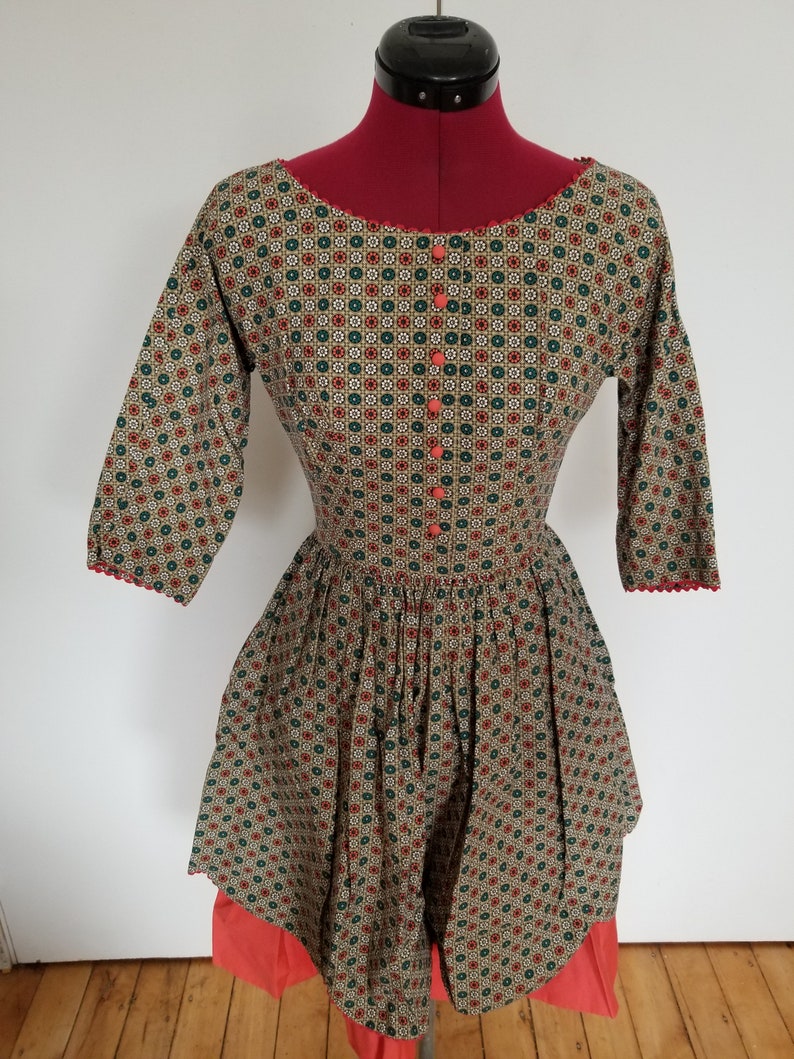 Vintage 1950's Folkie/pioneer Inspired Day Dress - Etsy