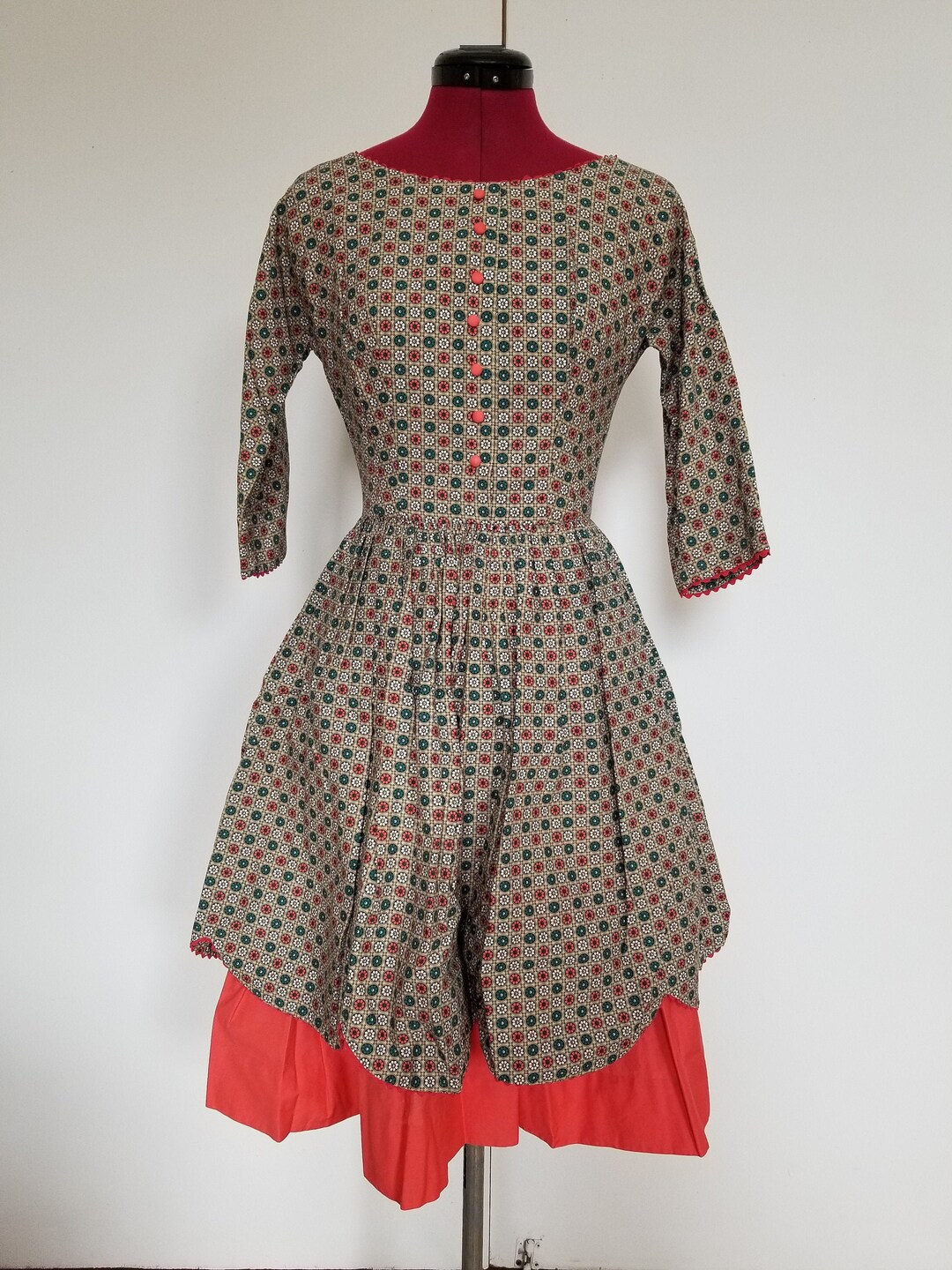 Vintage 1950's Folkie/pioneer Inspired Day Dress - Etsy