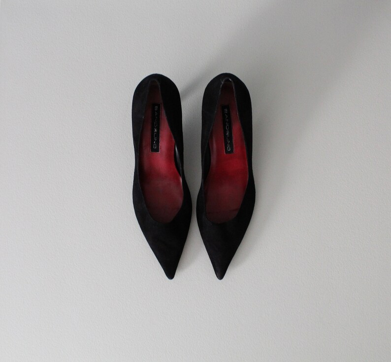 Vintage Stiletto Heels | 90s Bandolino Suede Leather Heels - Etsy
