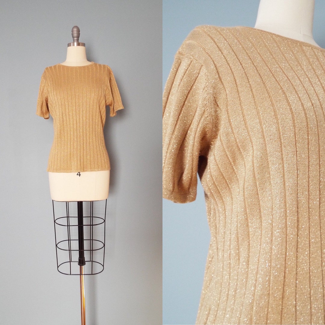 SAND Gold Knitted Crop Top | 90s Y2K Knitted Metallic Top | Knitted ...