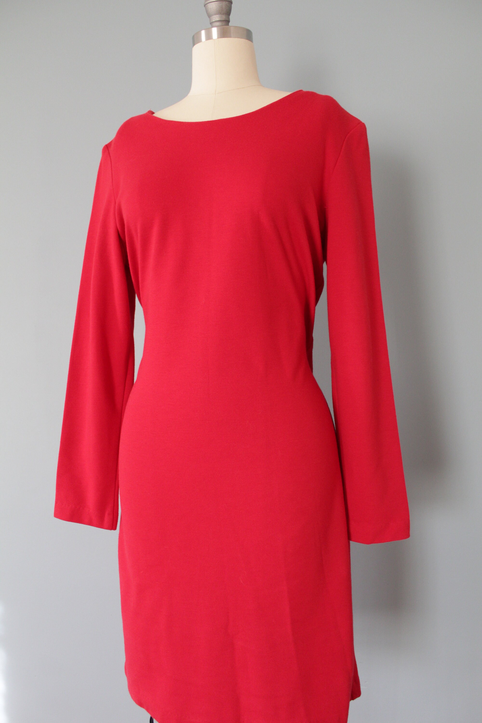 Fire Engine Red Knitted Dress 1990s Bodycon Knit Dress - Etsy UK