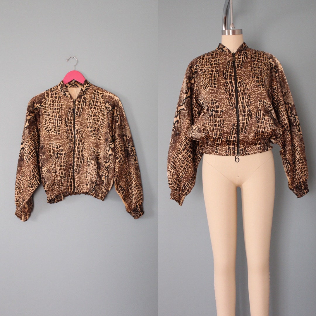 SNAKE Silk Bomber Jacket 1990s Snake Print Jacket - Etsy