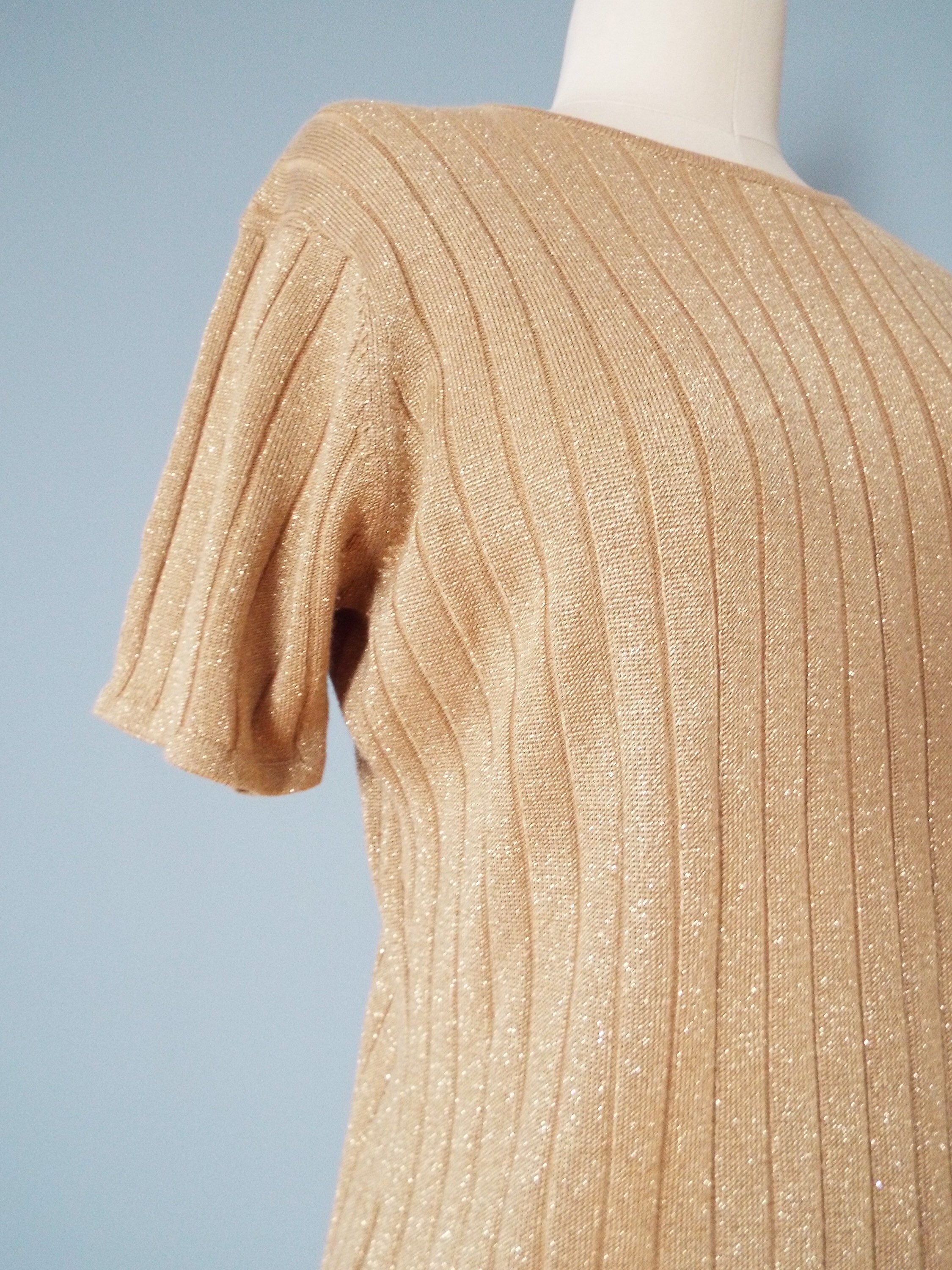 SAND Gold Knitted Crop Top | 90s Y2K Knitted Metallic Top | Knitted ...