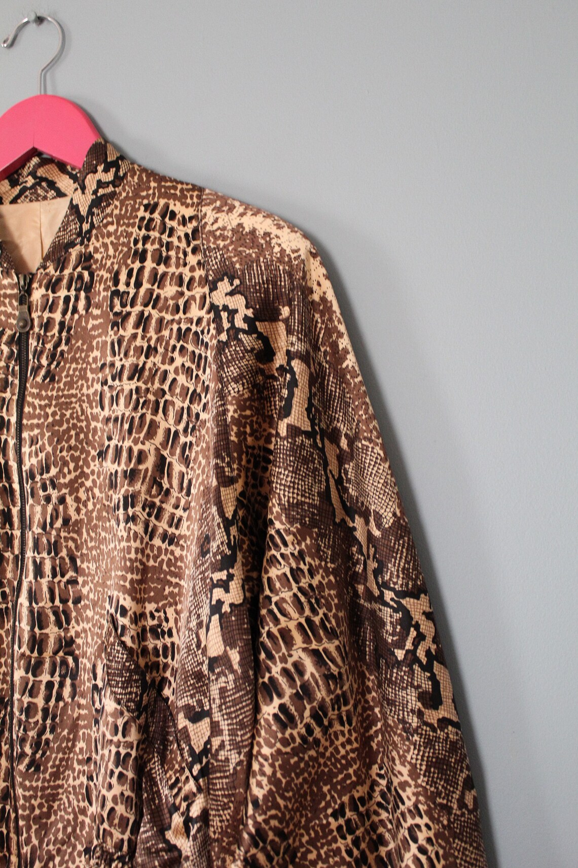 SNAKE Silk Bomber Jacket 1990s Snake Print Jacket | Etsy