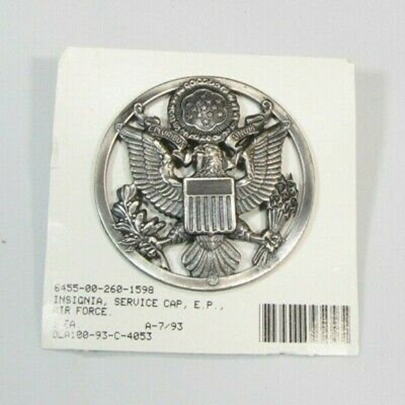 New US Air Force USAF Enlisted Service Cap Hat Insignia Badge GI Issued ...