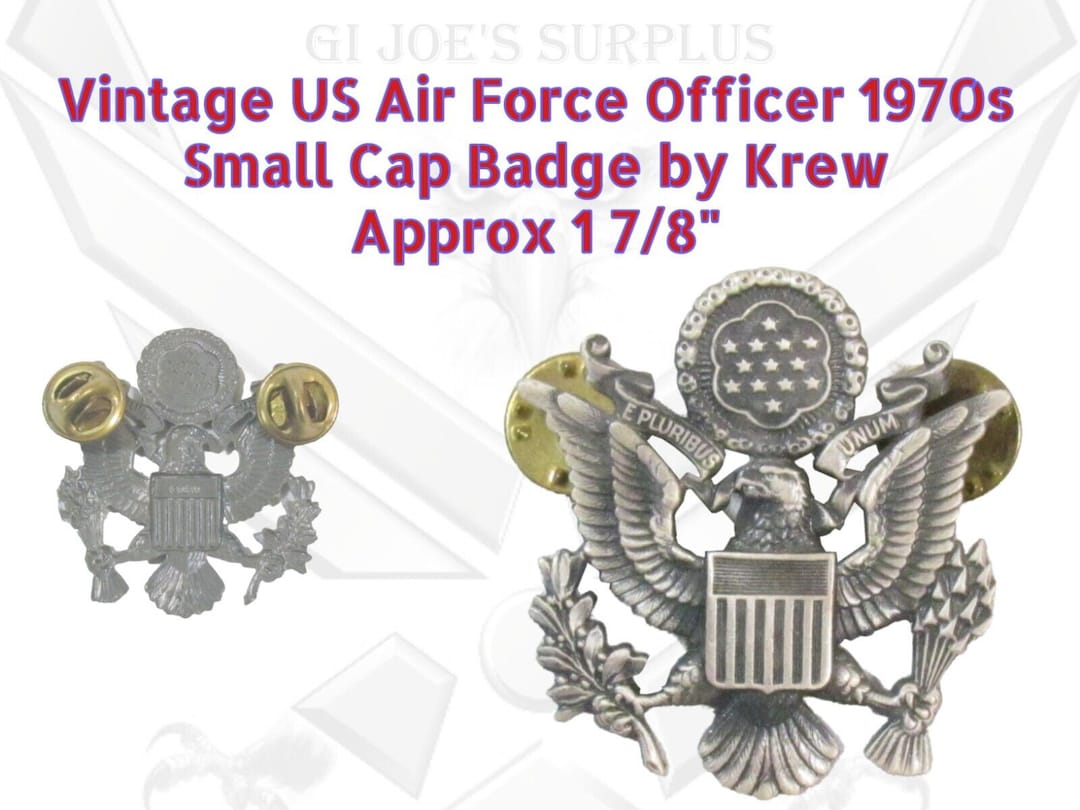 NOS Air Force USAF Vintage Officer Service Cap Hat Insignia Badge Krew ...