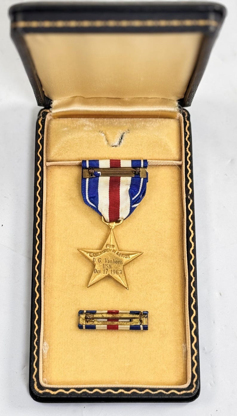 Vintage Vietnam US Military Navy USN Named Dated Silver Star Full Size ...
