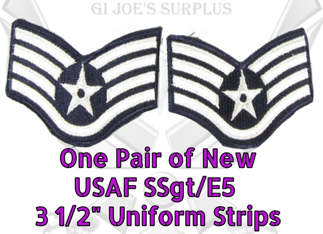 1 Pair New Military USAF Air Force Ssgt E5 Uniform Chevrons Stripes ...
