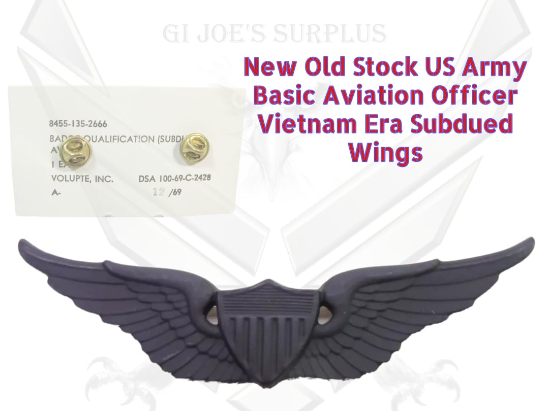 Vintage New NOS Vietnam Army Basic Aviation Badge Subdued Wings 5D4 - Etsy