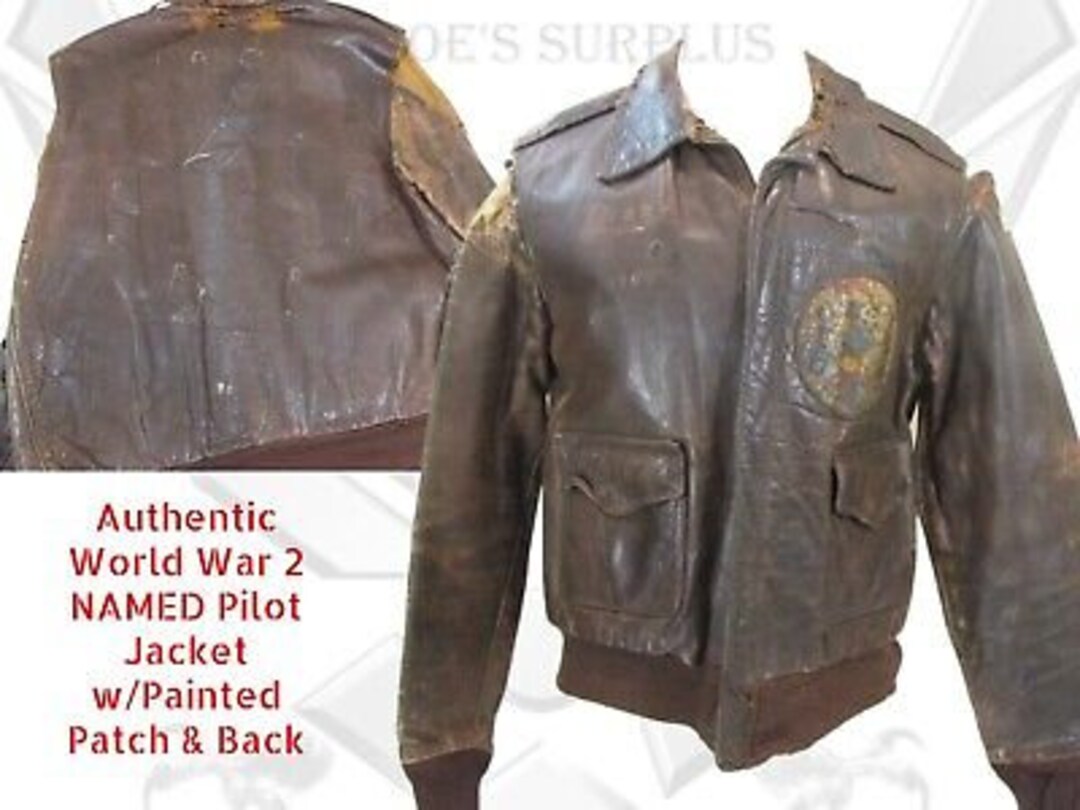 WW II A2 USAAF Named Leather Flight Pilot Jacket Paint 713 Bomb Patch ...