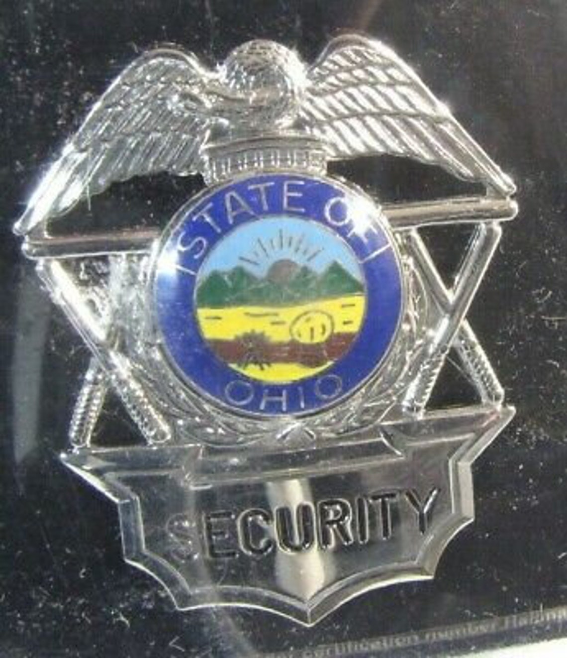 Obsolete New Ira Green Premium Security Officer Badge Shield Ohio Seal ...