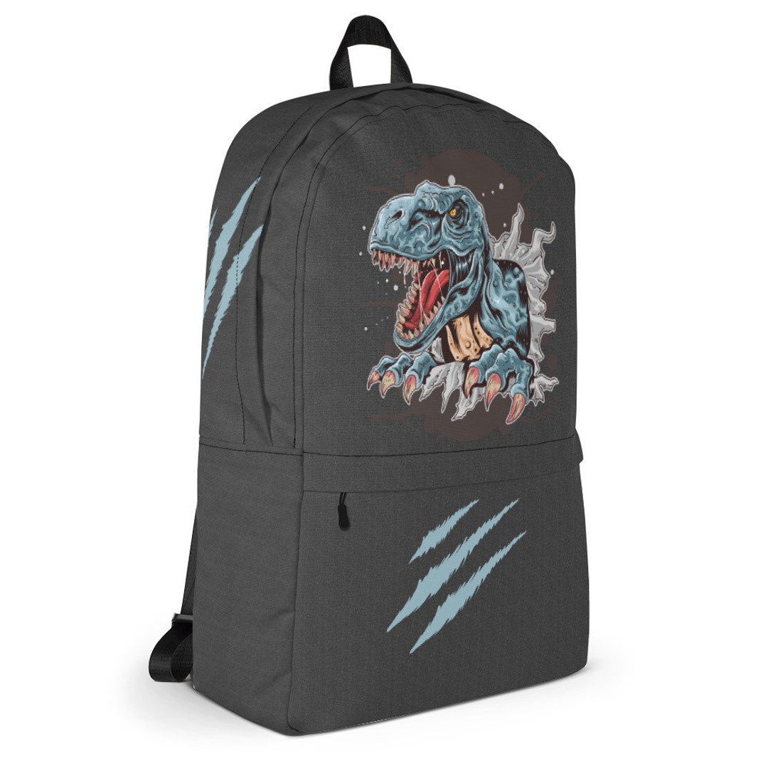 Tyrannosaurus Rex Backpack With Claw Marks T Rex Backpack in Grey Boys ...