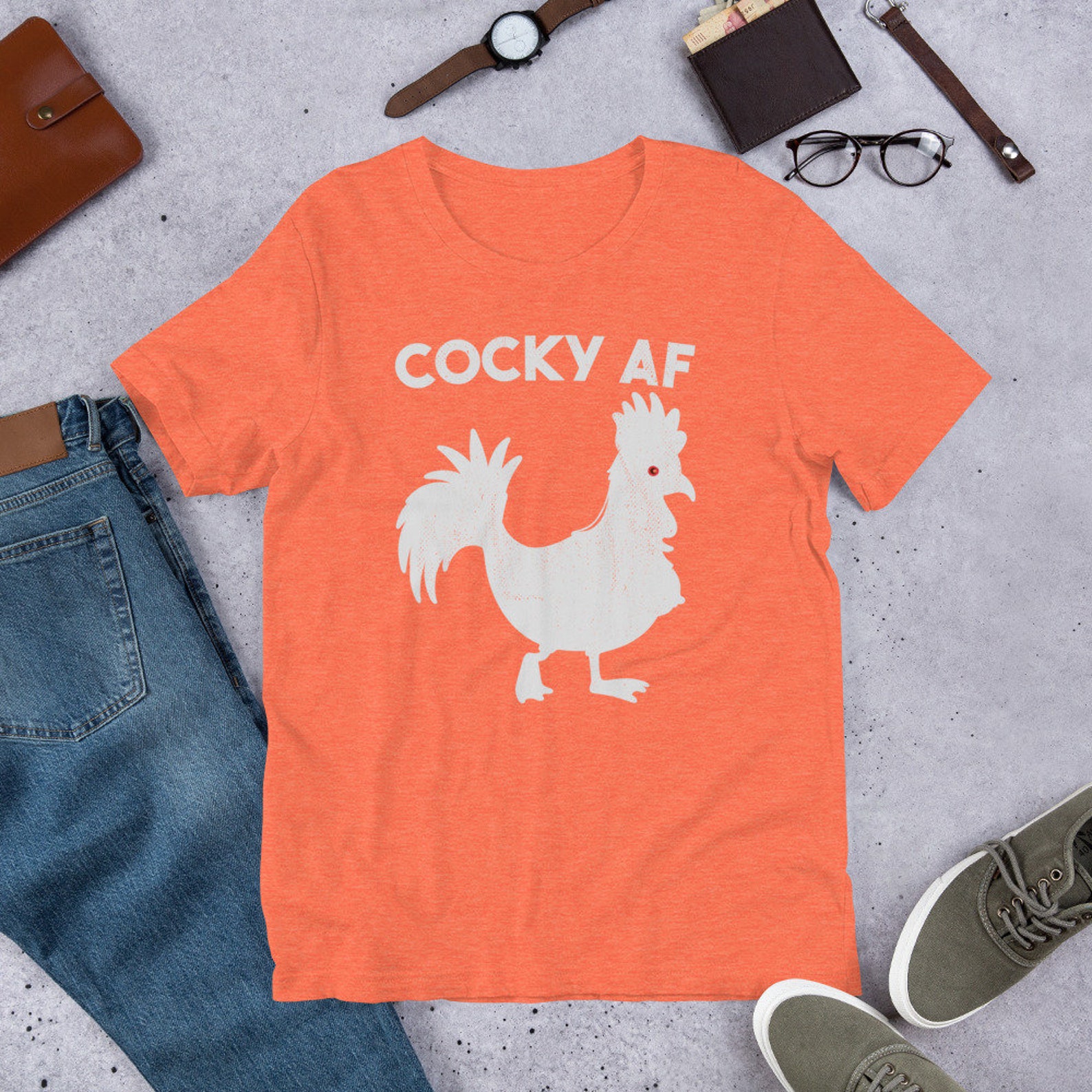 Cocky AF T Shirt With Funny Chicken Short-sleeve Unisex - Etsy