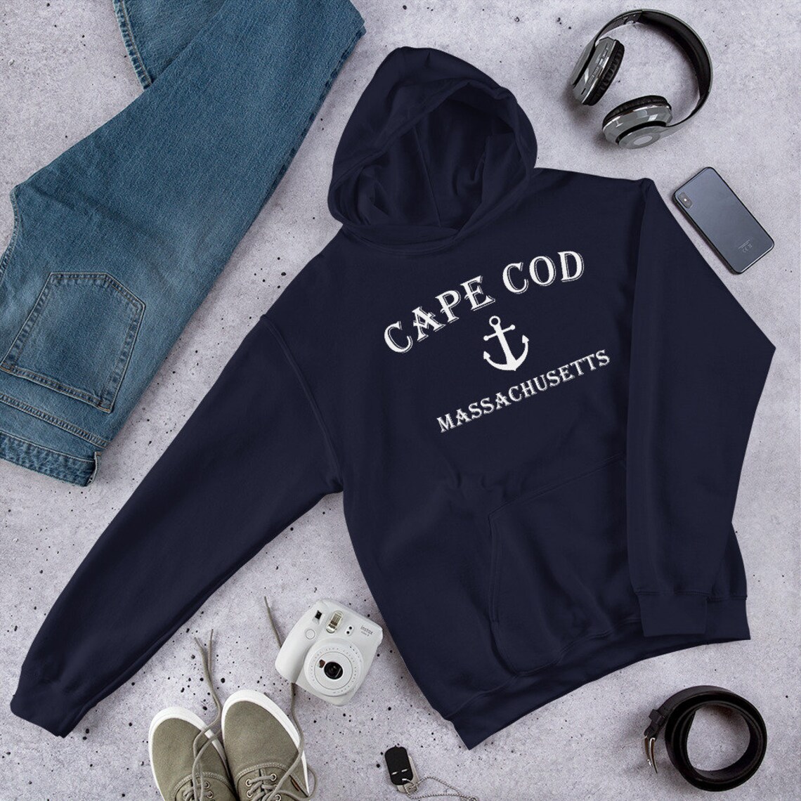 Nautical Cape Cod Hooded Sweatshirt Cape Cod Massachusetts - Etsy