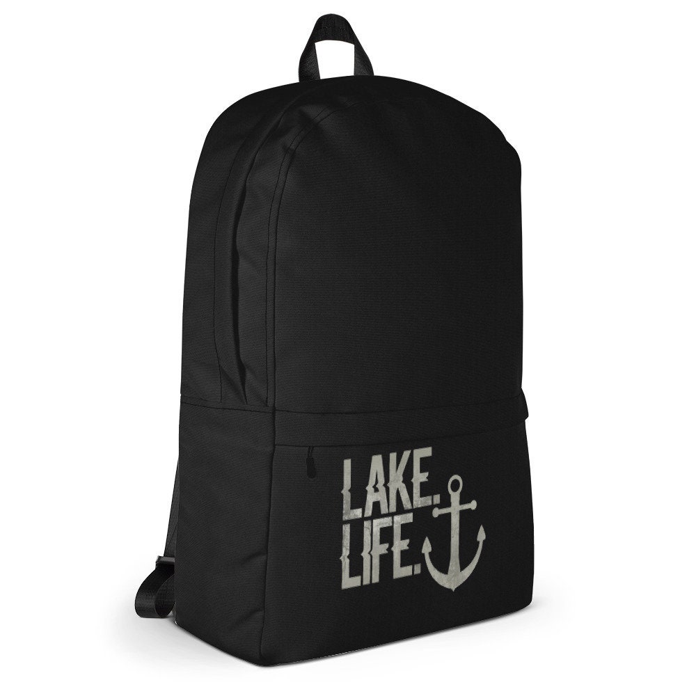 Lake Life Backpack Black Textured Nautical Themed Backpack | Etsy