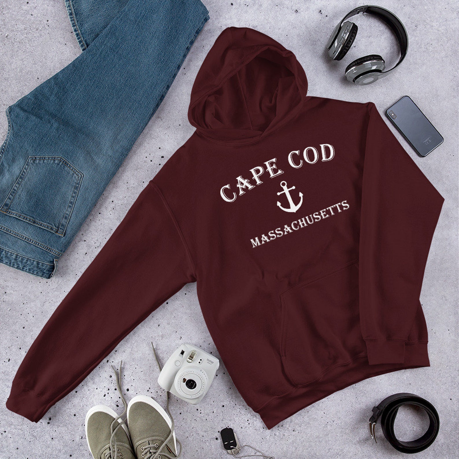Nautical Cape Cod Hooded Sweatshirt Cape Cod Massachusetts - Etsy