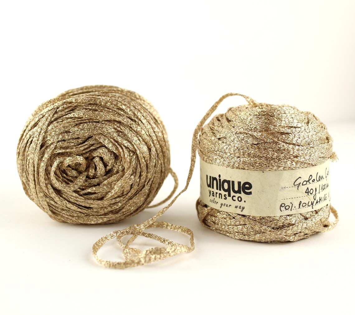 Bright Gold Lurex Yarn Sparkle Metallic Yarn Yellow Gold | Etsy