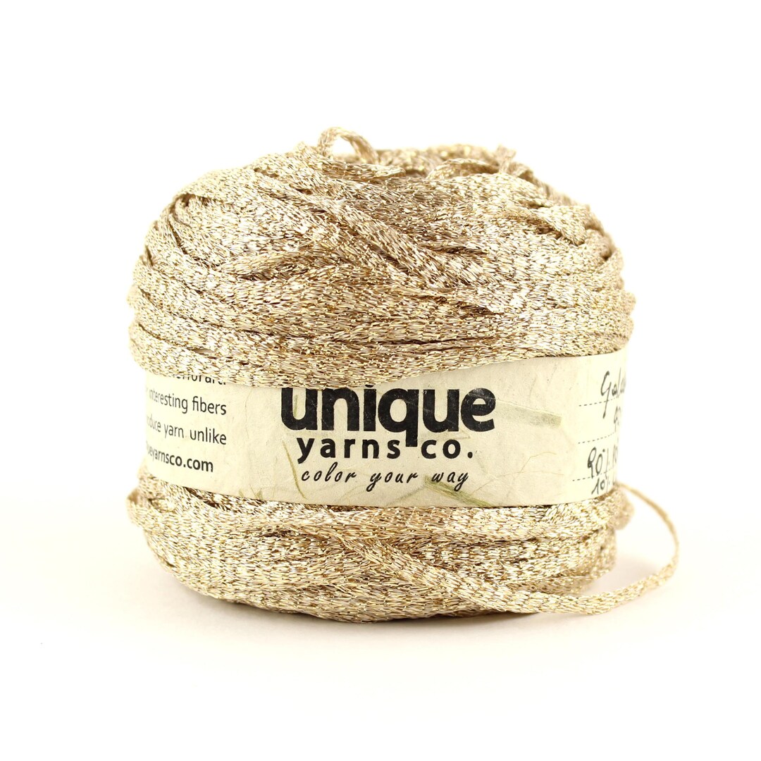 Bright Gold Lurex Yarn, Sparkle Metallic Yarn, Yellow Gold Soft Ribbon ...