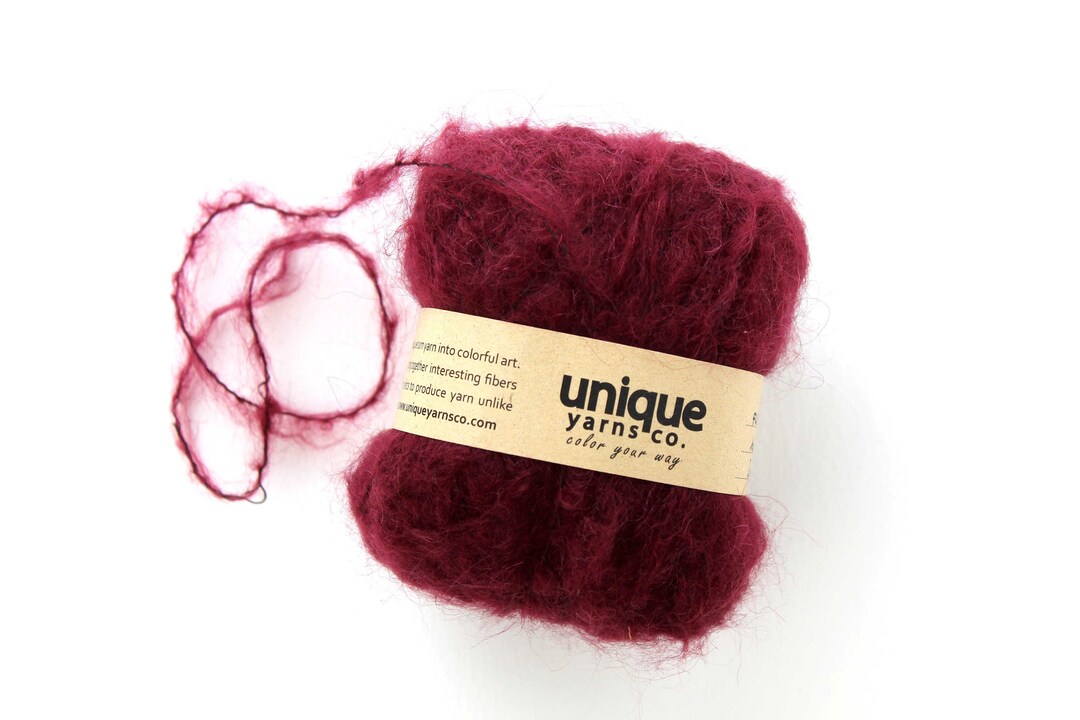 Ultra Fine Fluffy Burgundy Wool and Alpaca Yarn, Furry Effect, Super ...