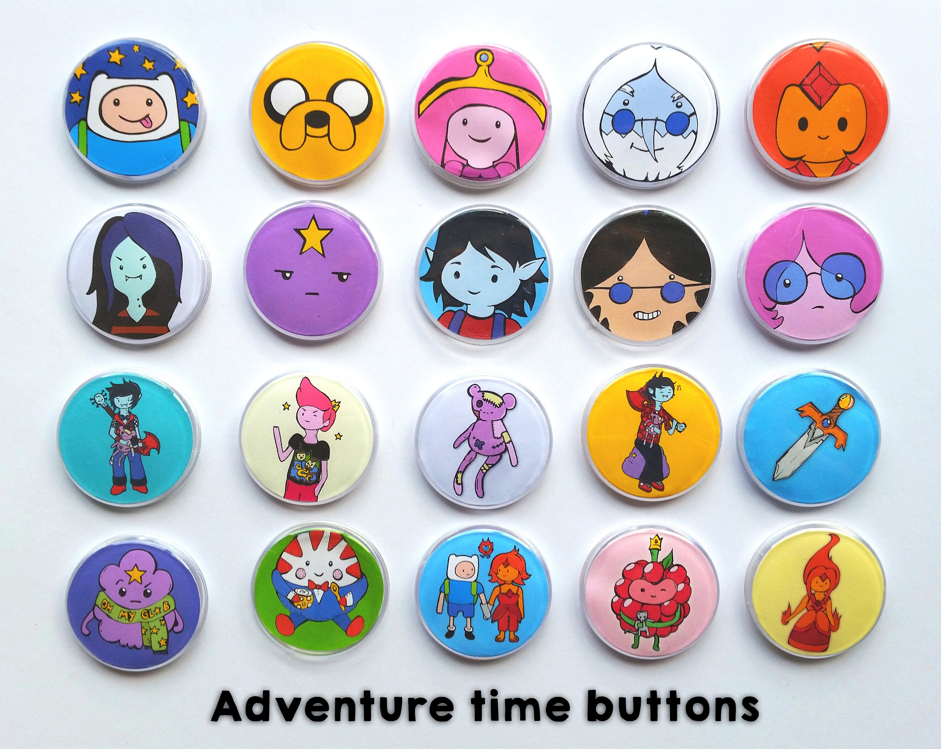 Adventure time button pin finn jake the dog marceline | Etsy