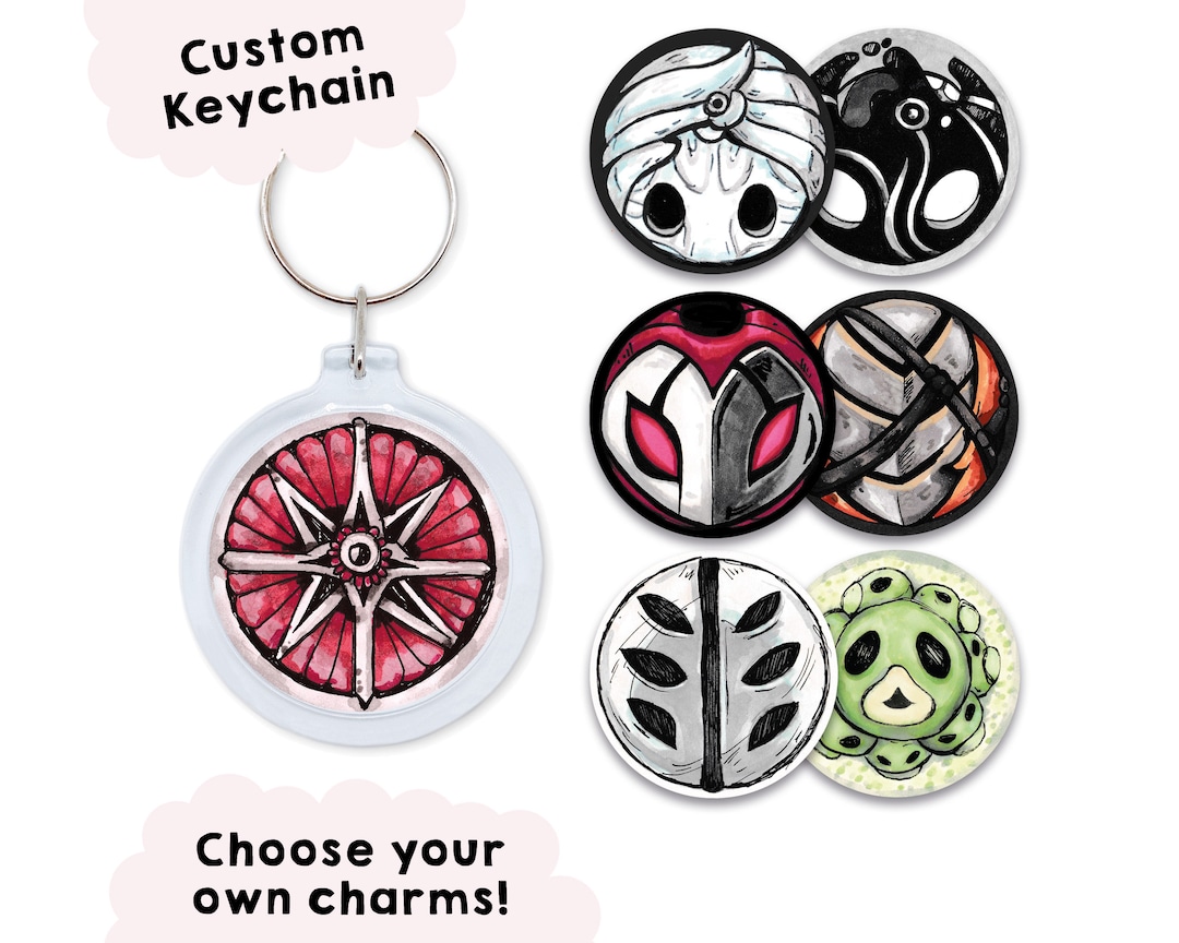 Hollow Knight Keychain, Charm, Hornet, Compass, Grubsong, Dashmaster ...