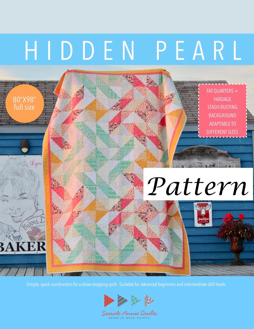 Modern Quilt Pattern Hidden Pearl HST Quilt Full Size - Etsy