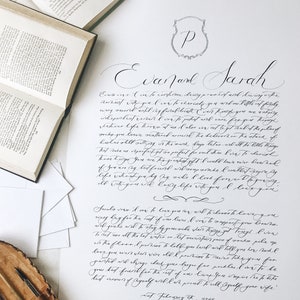 Custom Calligraphy Wedding Vows Print, Handwritten Anniversary Gift - Etsy