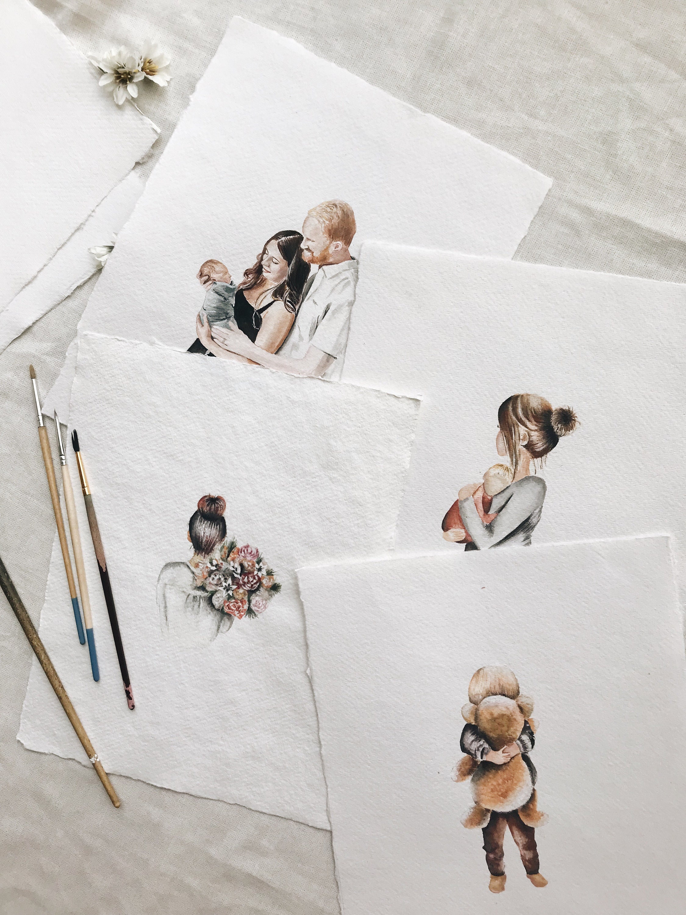 Custom Family Portrait: Hand-painted Watercolor Art (8.5x11) - Etsy