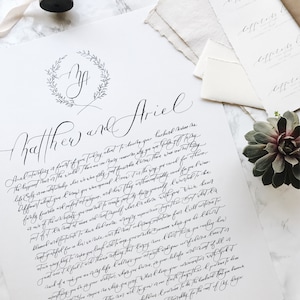 Custom Calligraphy Wedding Vows Print, Handwritten Anniversary Gift - Etsy