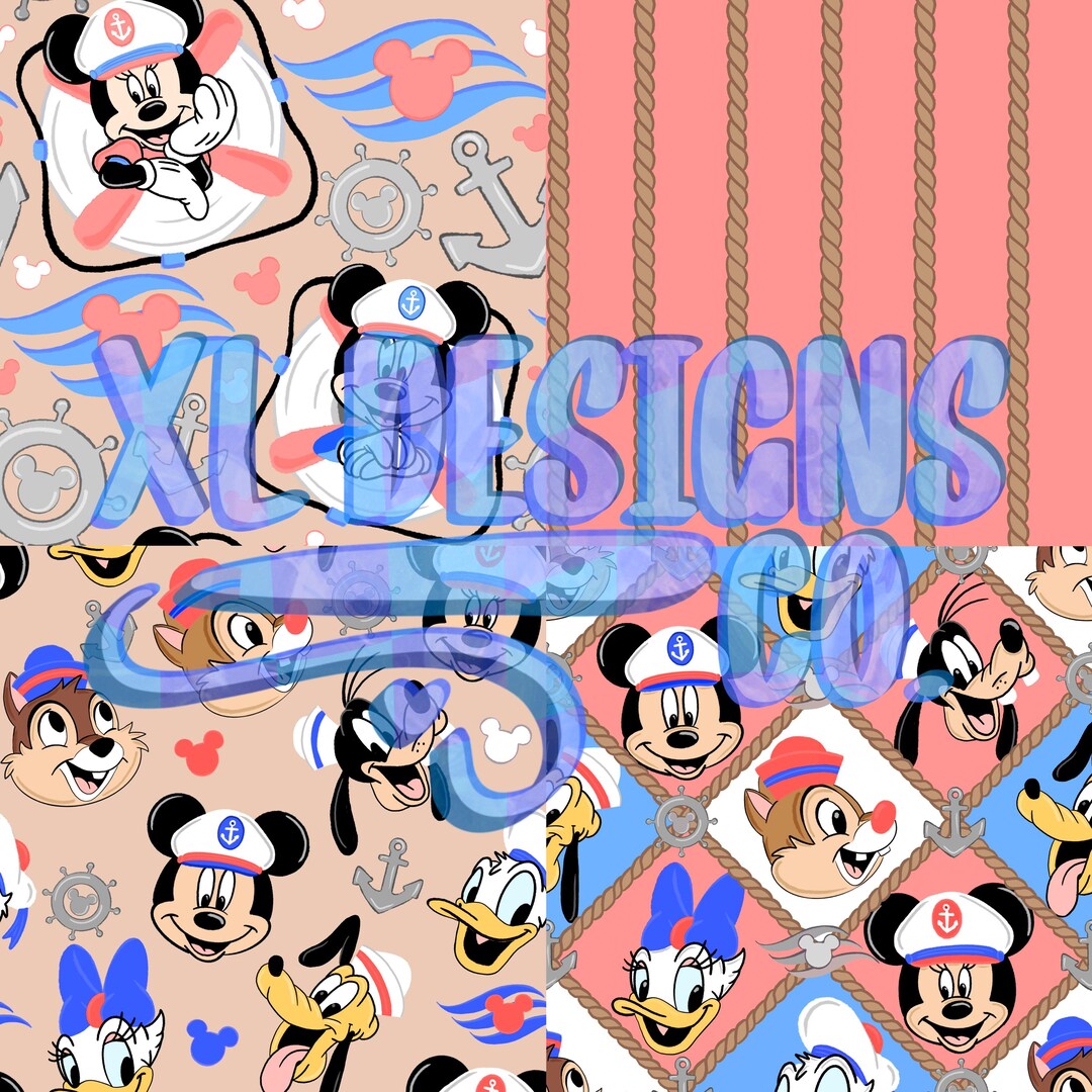Pastel Magical Cruise Friends Bundle Seamless Pattern File - Etsy