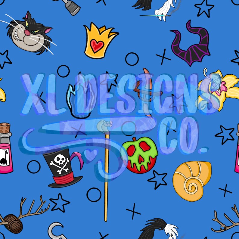 Magical Villains Icons Seamless File Pattern - Etsy
