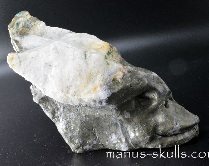 Powerful PEACOCK ORE Manus Toothless Skull With QUARTZ 'wing' ..... - Etsy