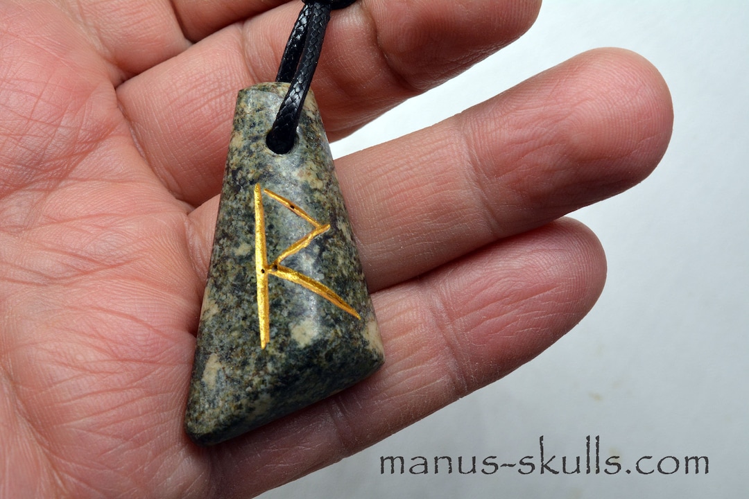 Gold Rune Sign PRESELI BLUESTONE Pendant Necklace RAIDO .....1704 - Etsy