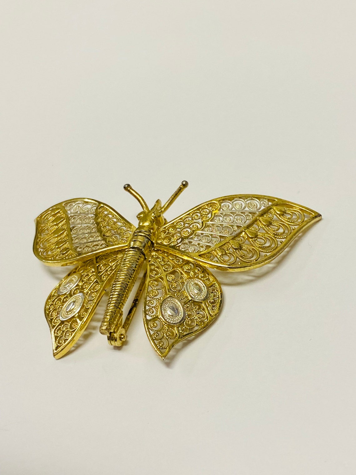 Vintage Van Lou Germany Sterling Silver Two-tone Filigree Butterfly ...