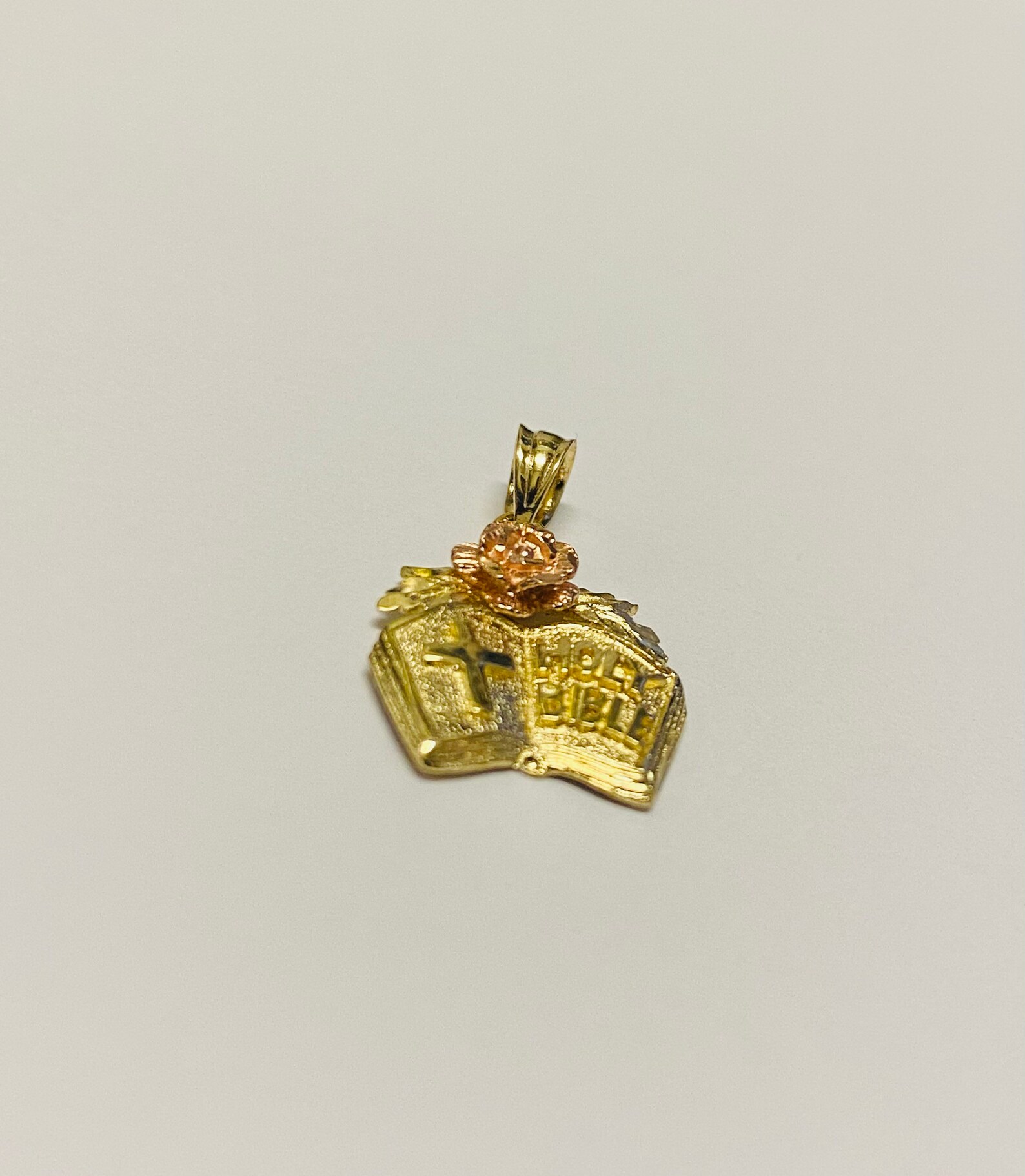 Vintage Oroamerica 14K Yellow & Rose Gold Holy Bible Pendant | Etsy