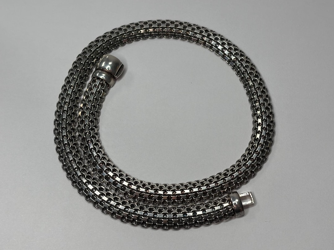 Vintage Sterling Silver Woven Mesh Style Link Chain - Etsy